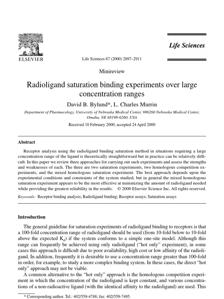 Radioligand Saturation Binding Experiments Over Large Concentration ...