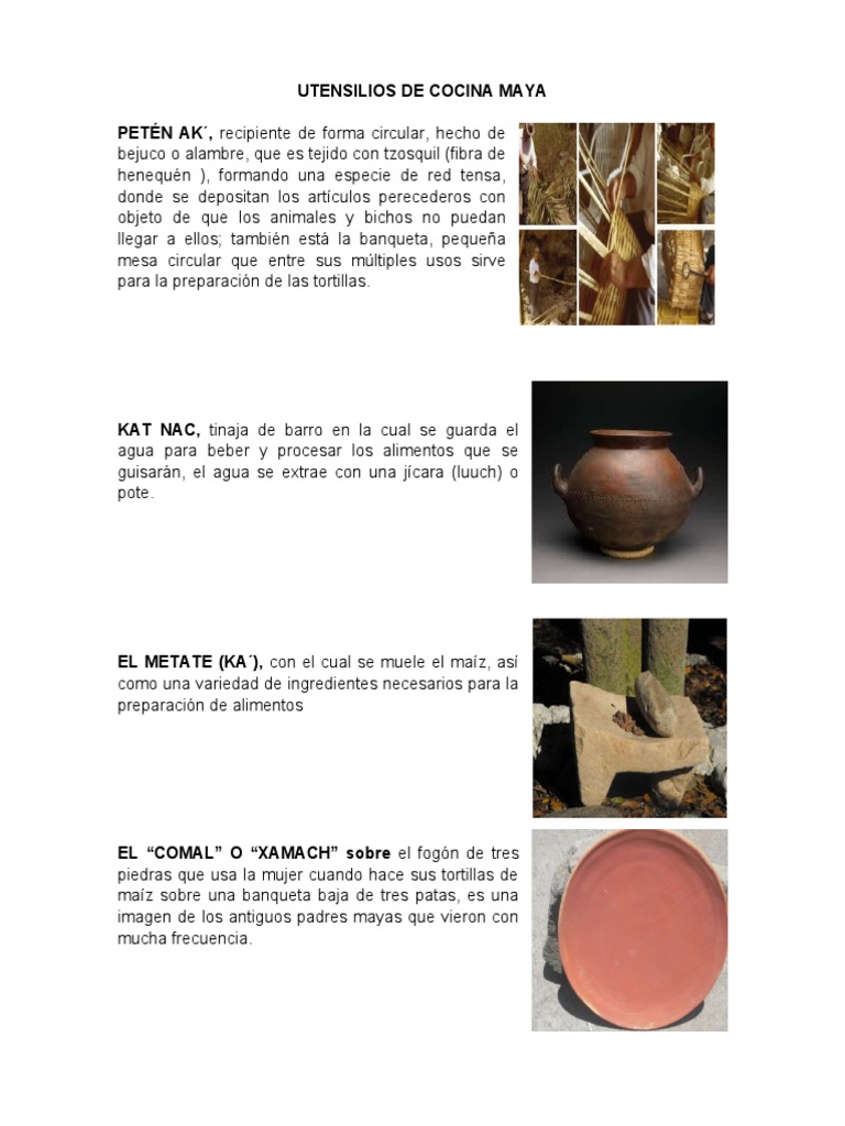Utensilios de La Cocina Maya | PDF | Cocinando | Alimentos