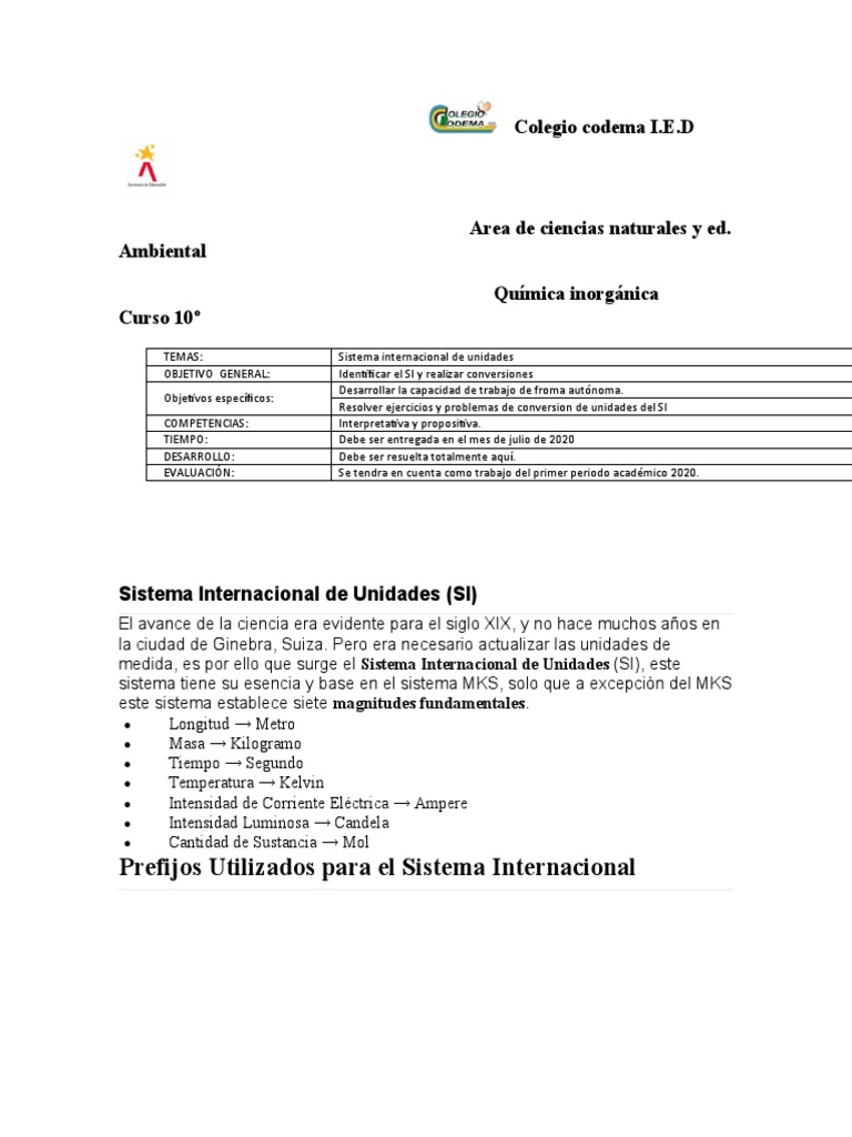 Guia Conversion De Unidades Quimica 10 Casa Pdf Celsius Fahrenheit