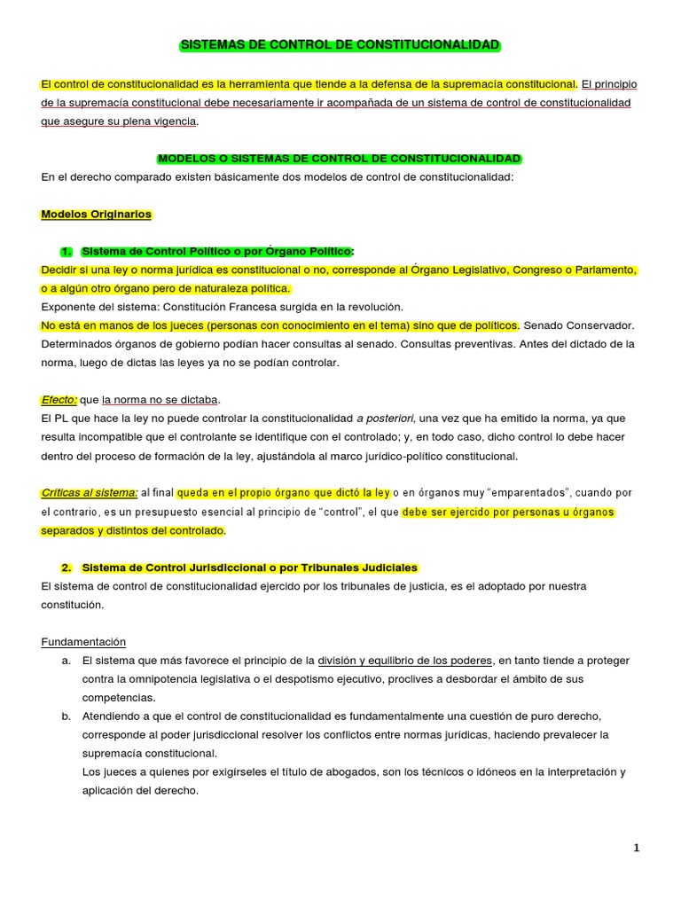 UNIDAD 2 - Sistemas de Control de Constitucionalidad | PDF ...