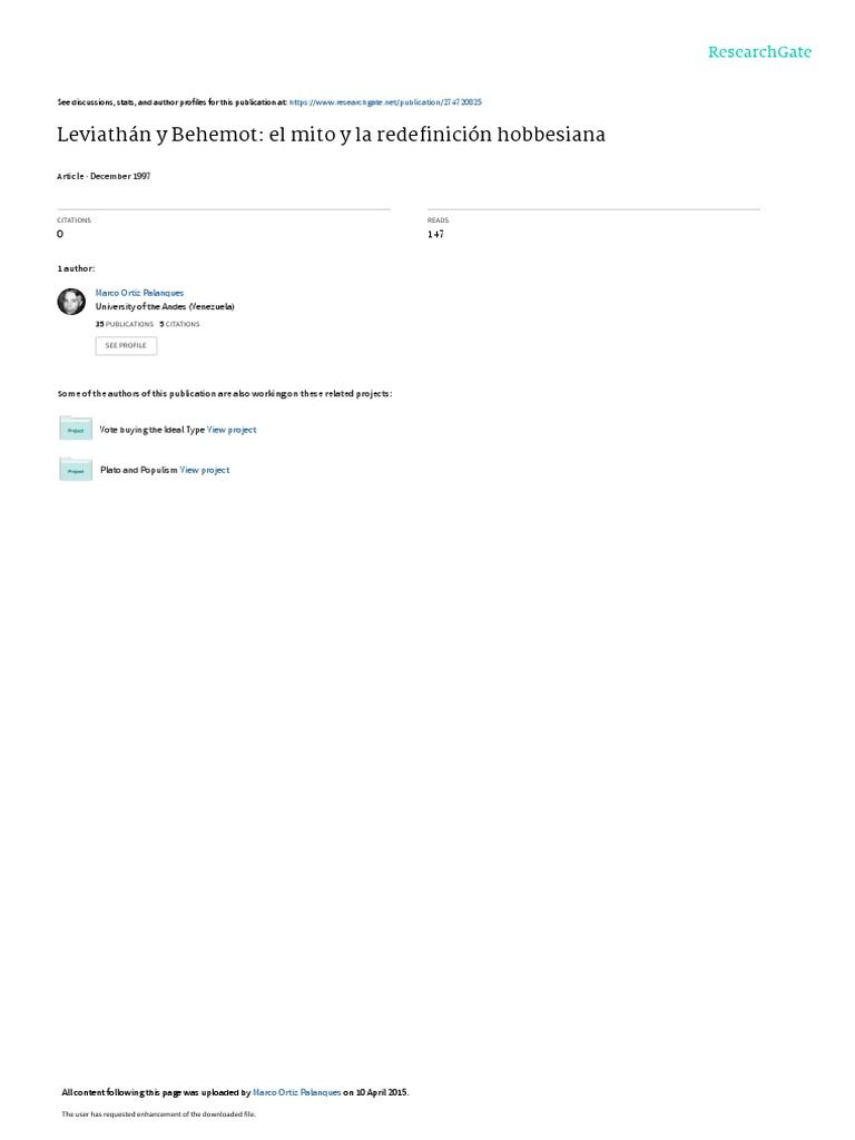 Leviathan Behemot | PDF | Thomas Hobbes | Mitología