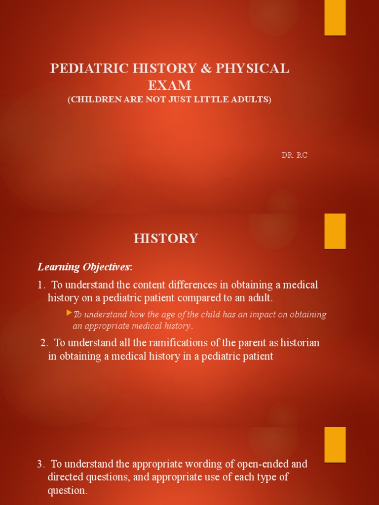 Pediatric History and Physical Exam Guide | PDF | Childbirth | Human Nose