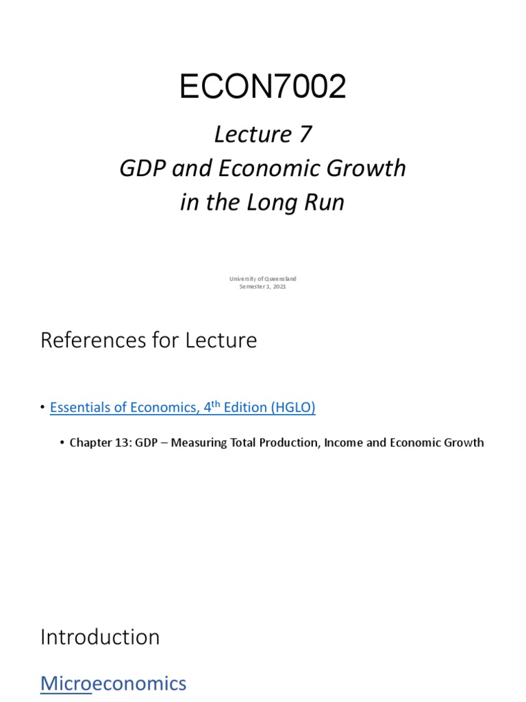 ECON7002 Lecture 7 Semester 1 2021 | PDF | Production Function | Gross ...