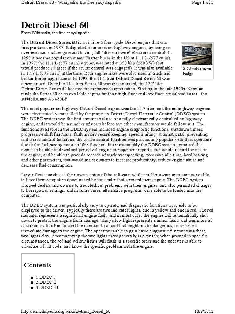 DDEC & Detroit Diesel 60 Engine | PDF | Vehicle Parts | Internal ...