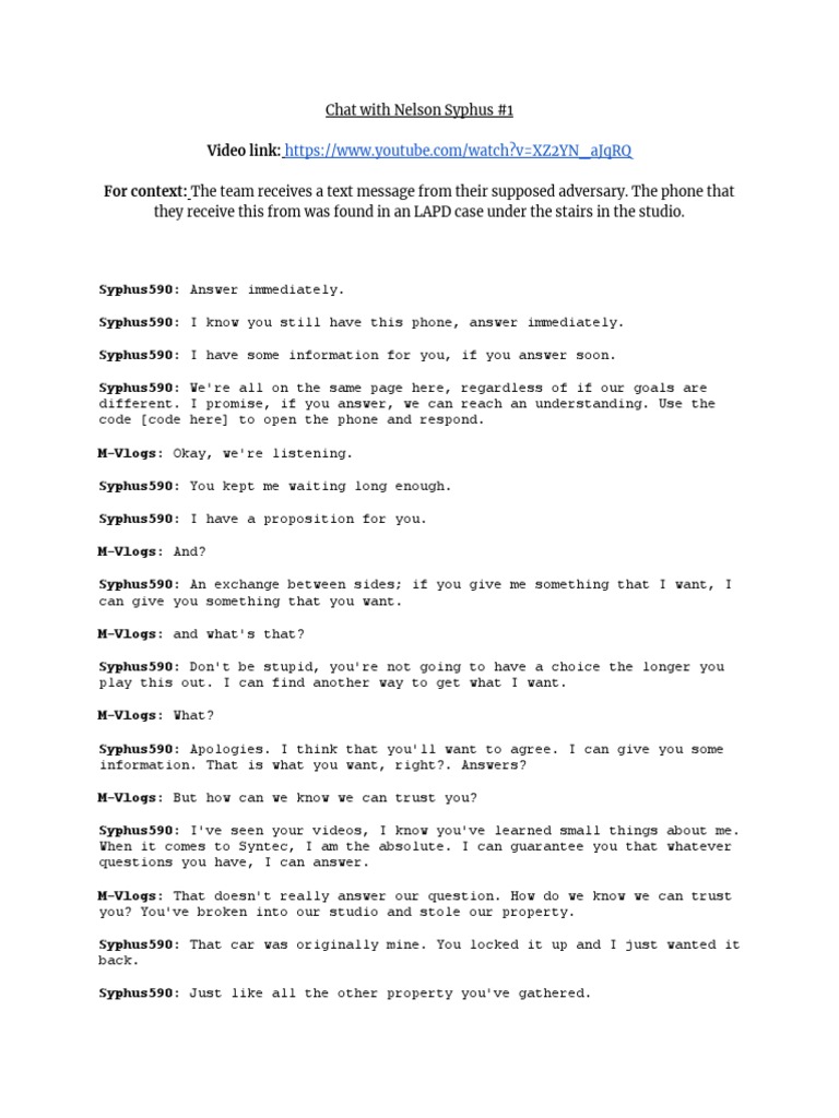 Chat With Nelson Syphus 1 | PDF