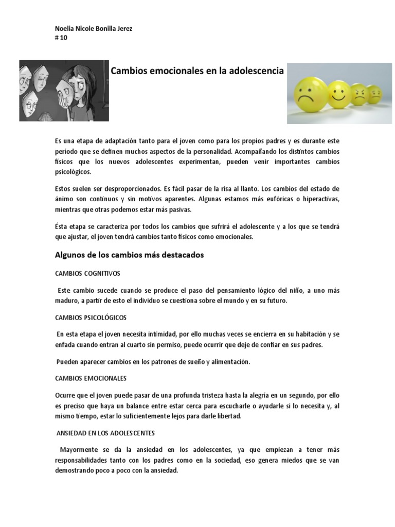 Cambio Emocionales en Adolecentes | PDF | Adolescencia | Ansiedad
