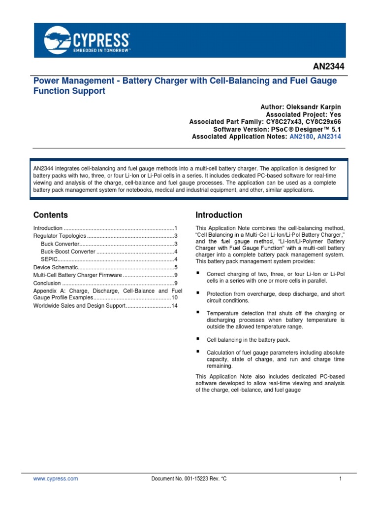 001-15223 AN2344 Power Management Battery Charger With Cell Balancing and Fuel Gauge Function ...