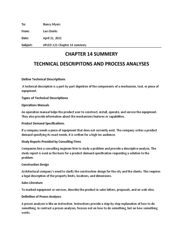 Technical Descriptions & Process Analyses | PDF | Analysis ...