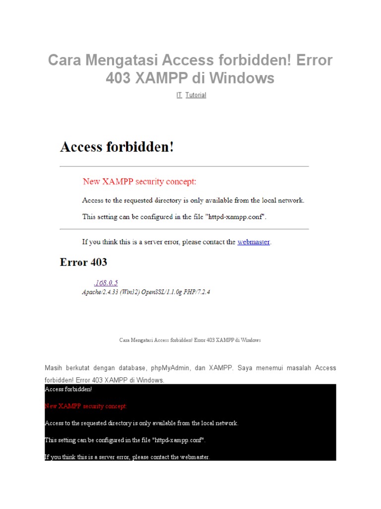 Cara Mengatasi Access Forbidden (Akses XAMPP Ke Komputer Lain) | PDF