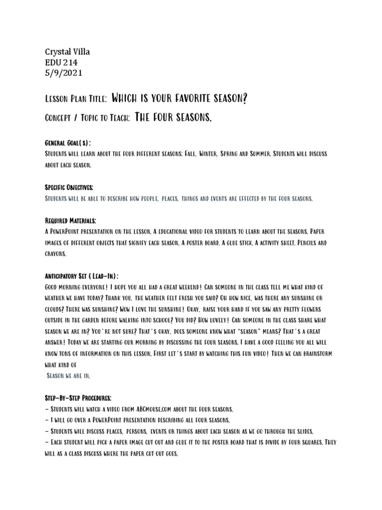 Final Lesson Plan | PDF | Lesson Plan | Cognition