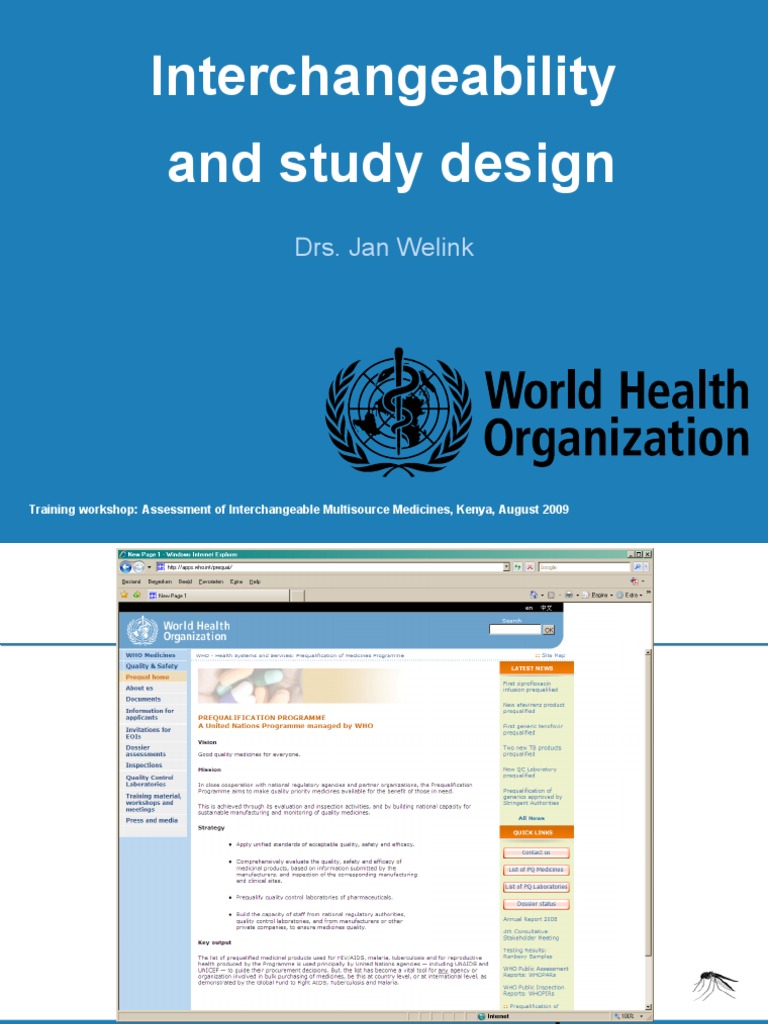 Interchangeability and Study Design: Drs. Jan Welink | PDF | Bioavailability | Medical Treatments