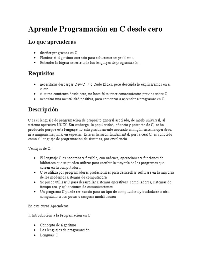 Aprende Programación en C Desde Cero | PDF | Puntero (Programación de ...