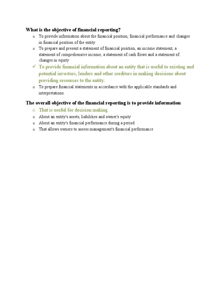 What Is The Objective of Financial Reporting? | PDF