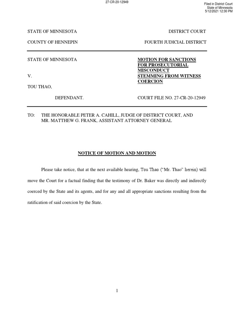 State of MN Prosecutorial Misconduct | PDF | Discovery (Law) | Prosecutor