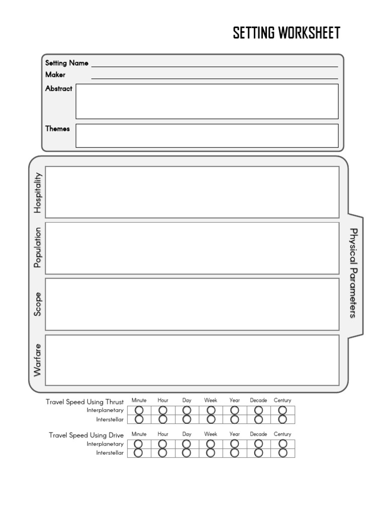 Setting Worksheet (Fillable) | PDF