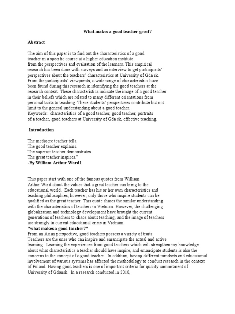 What Makes A Good Teacher Great | PDF | Teachers | Teaching Method