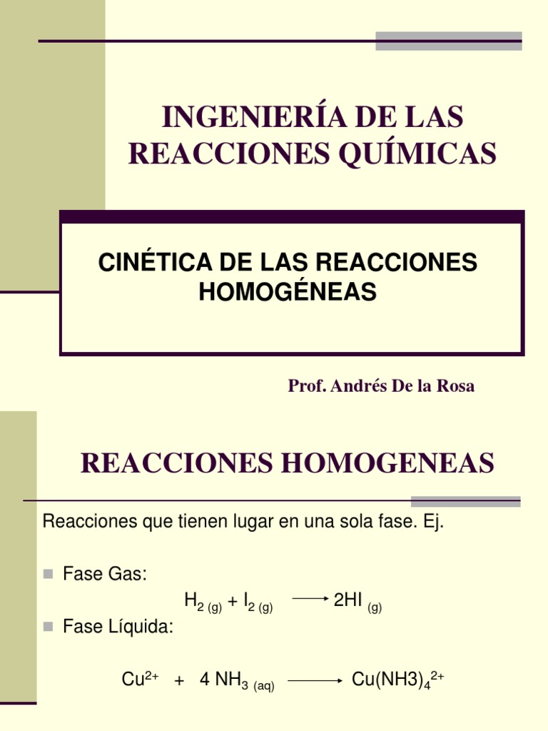 Cinética de Reacciones Homogéneas | PDF | Cinética química | Equilibrio ...