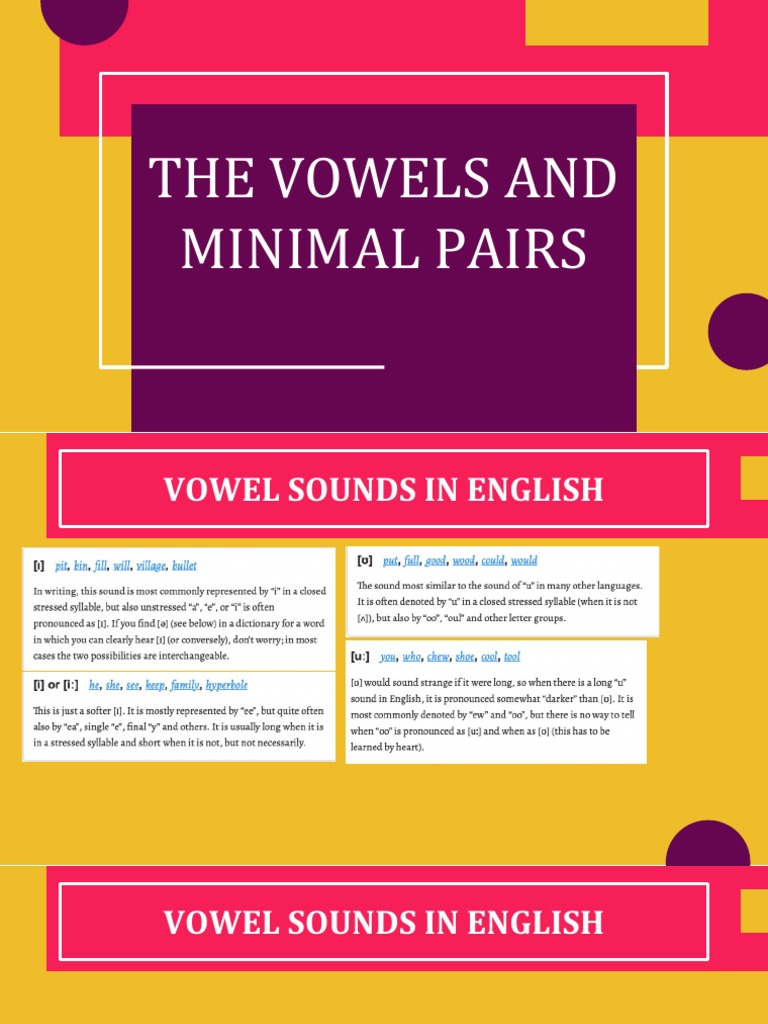 Vowels and Minimal Pairs | PDF
