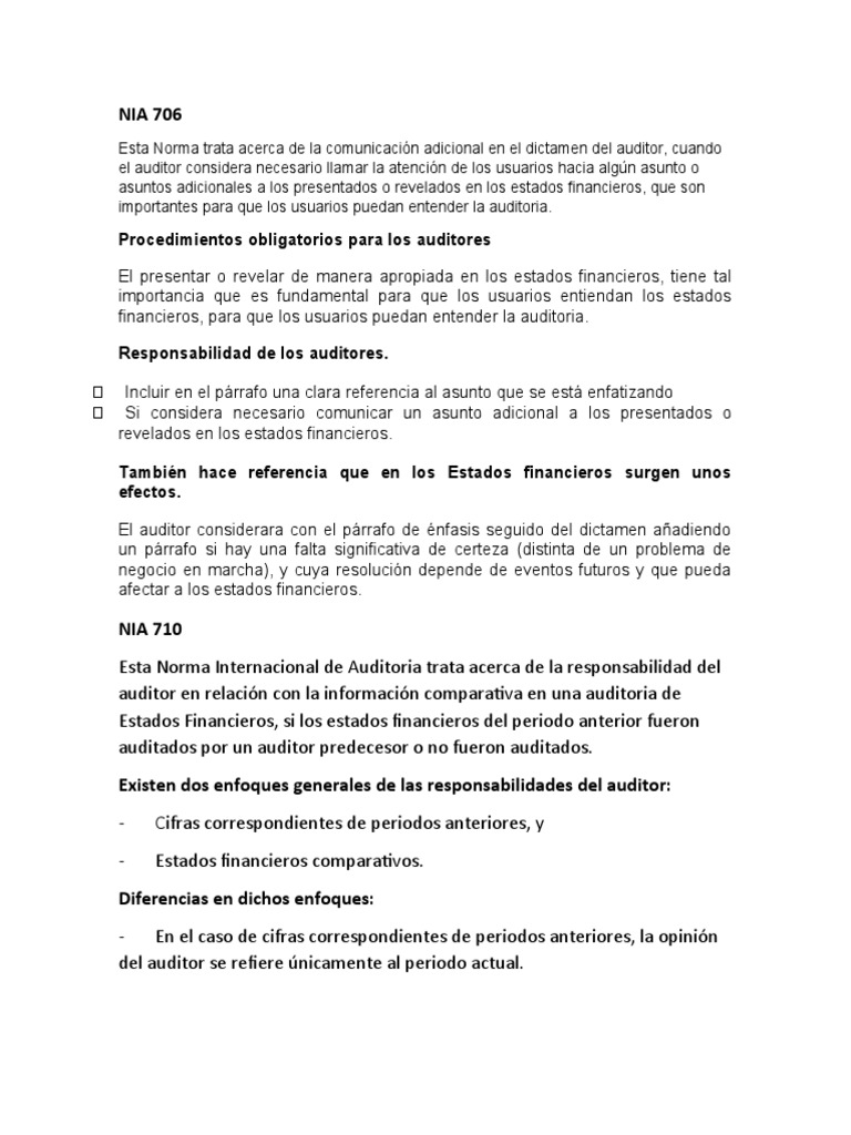 Nia 706 | PDF | Auditoría | Contralor