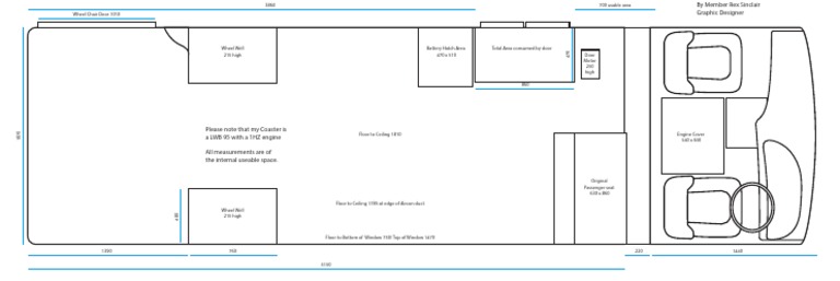 Toyota Coaster LWB 1995 Floor Plan Dimensions | PDF | Private Transport ...