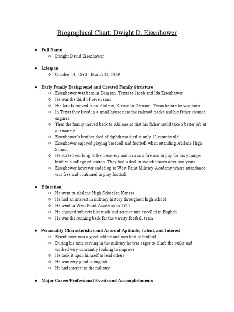 Biographical Chart Dwight D | PDF | Dwight D. Eisenhower ...
