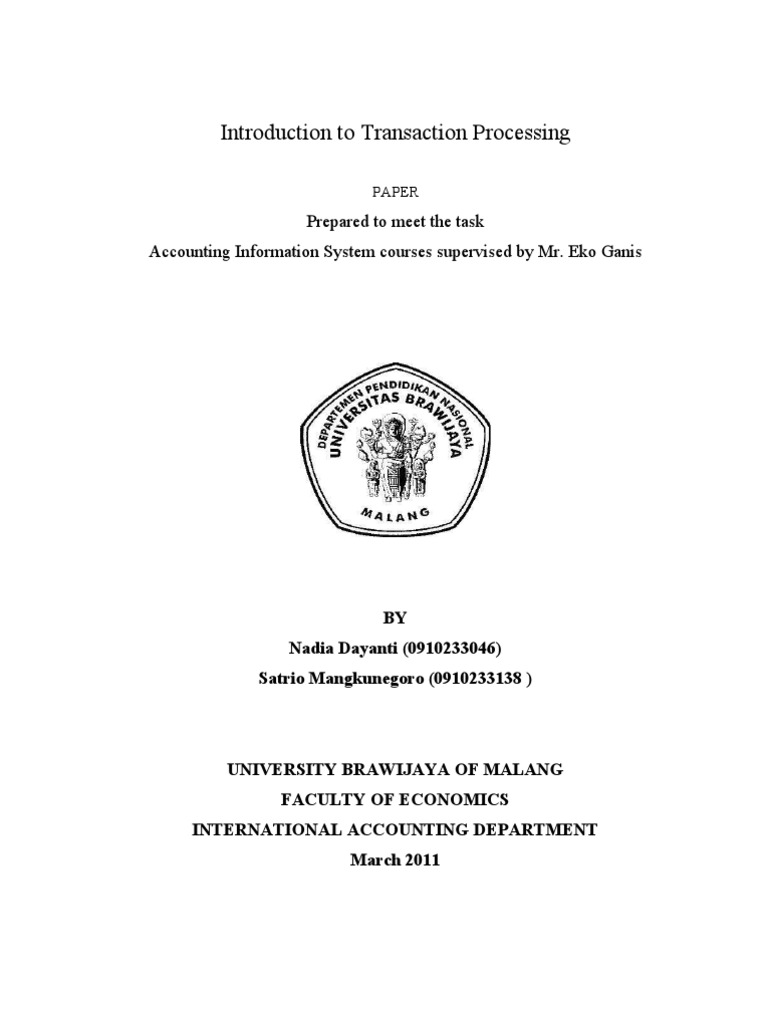 Introduction To Transaction Processing | PDF | Databases | Audit