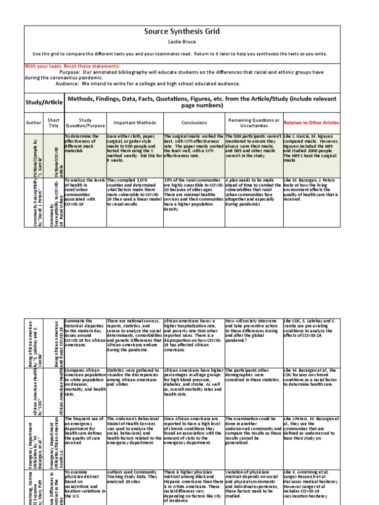 Synthesis Grid 4of4 | PDF | Health Equity | Health Care