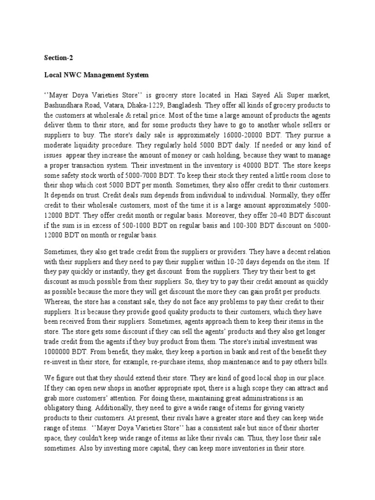 Section-2 Local NWC Management System | PDF | Credit | Finance & Money ...