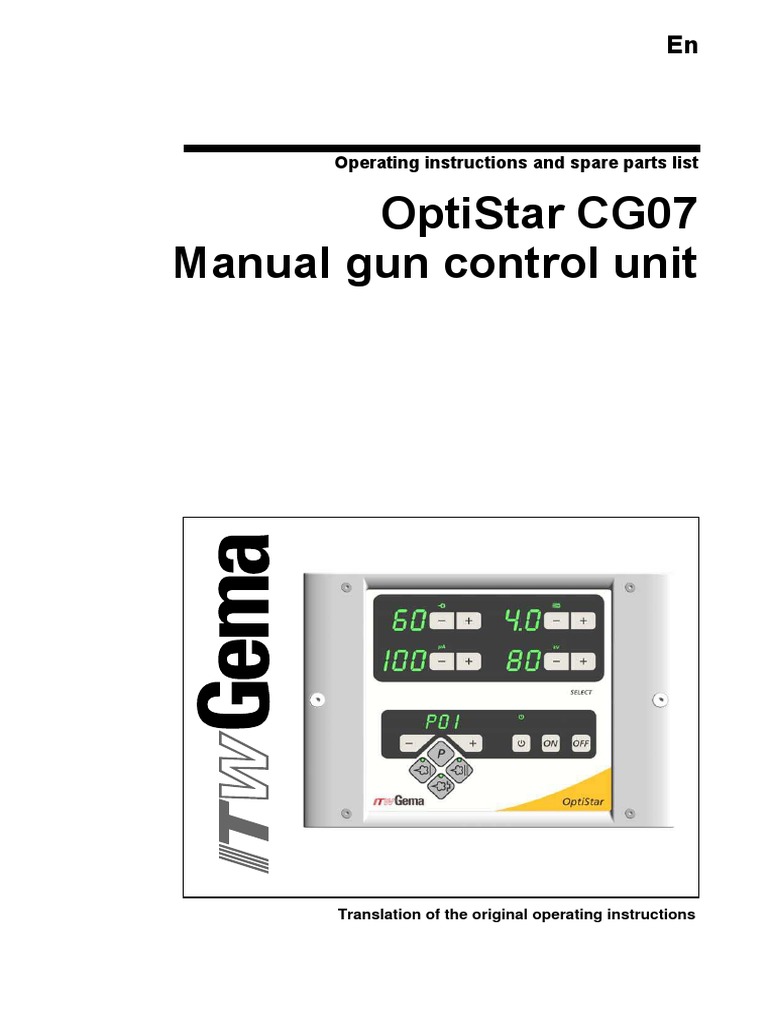 Optistar Cg07 Manual Gun Control Unit: Operating Instructions and Spare ...