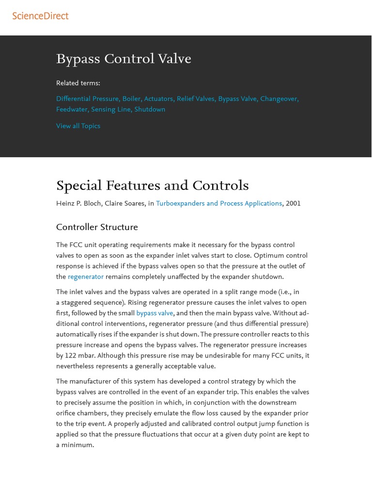 Bypass Control Valve: Special Features and Controls | PDF | Valve | Steam