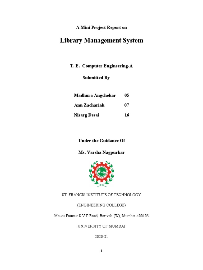 Library Management System: A Mini Project Report On | PDF | Html ...
