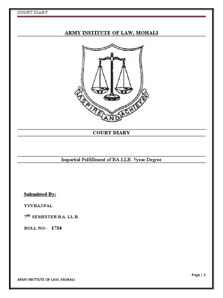 Army Institutе Of Law, Mohali: Court Diary | PDF | Polygamy | Marriage