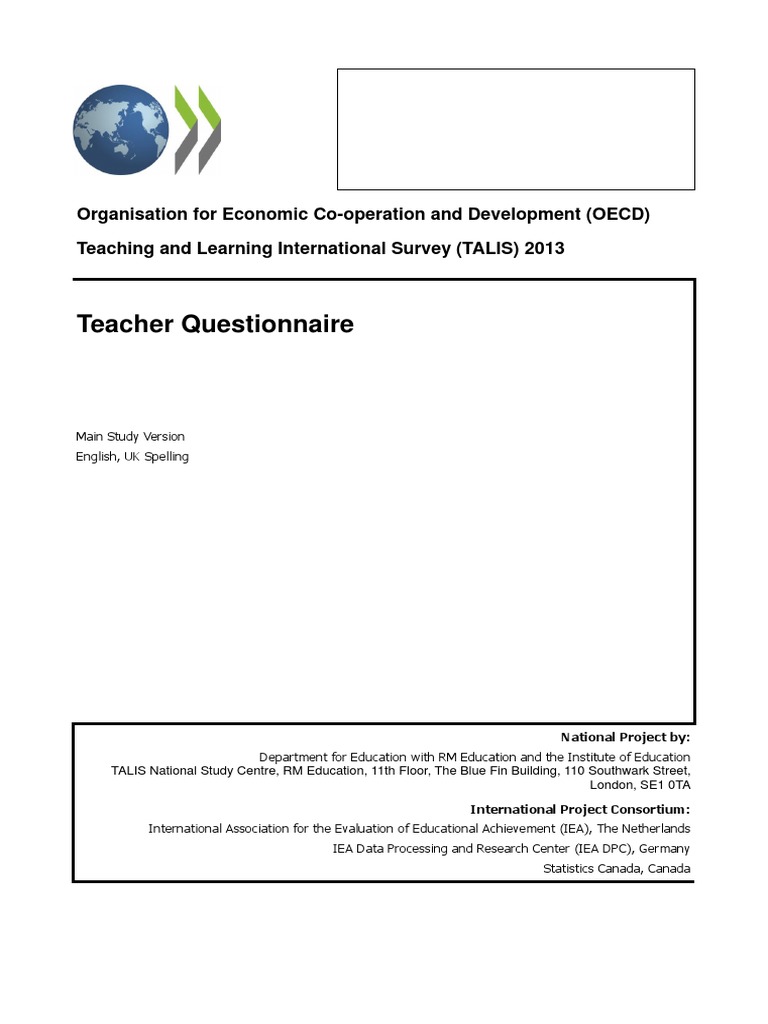 TALIS 2013 England Teacher Questionnaire | PDF | English Studies | Teachers