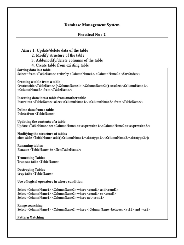 Practical - 2 | PDF | Table (Database) | Databases