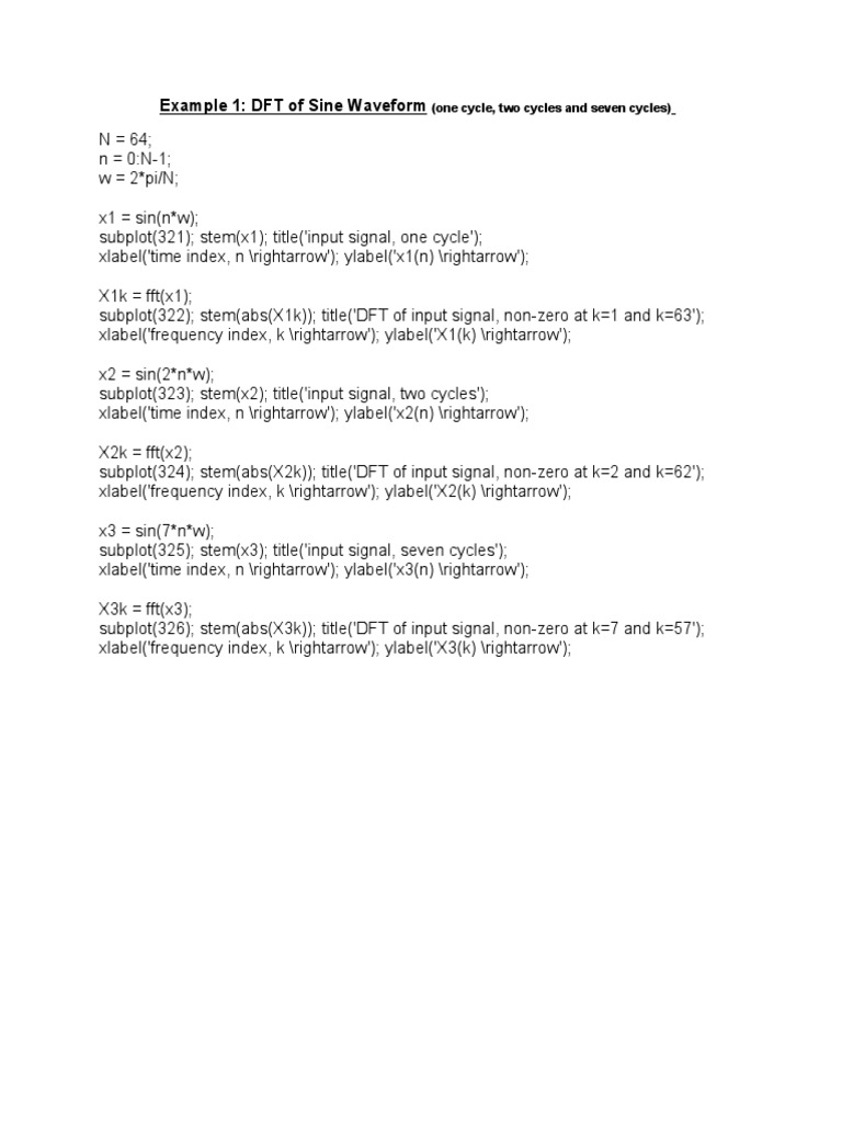DFT Matlab Code | PDF | Discrete Fourier Transform | Fast Fourier Transform