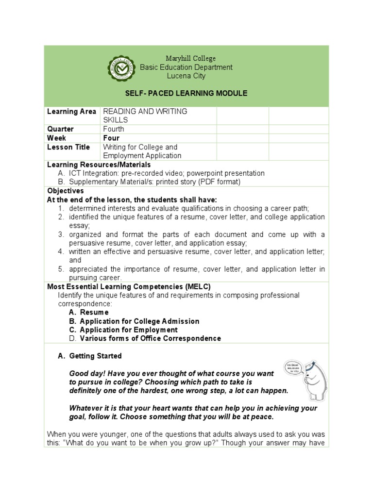 RW 4thq 4th-Module-Answer | PDF | Résumé | Essays