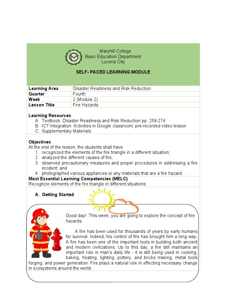 DRRR Module 2 Week 2 4thQ Answer | PDF | Fire Safety | Fires