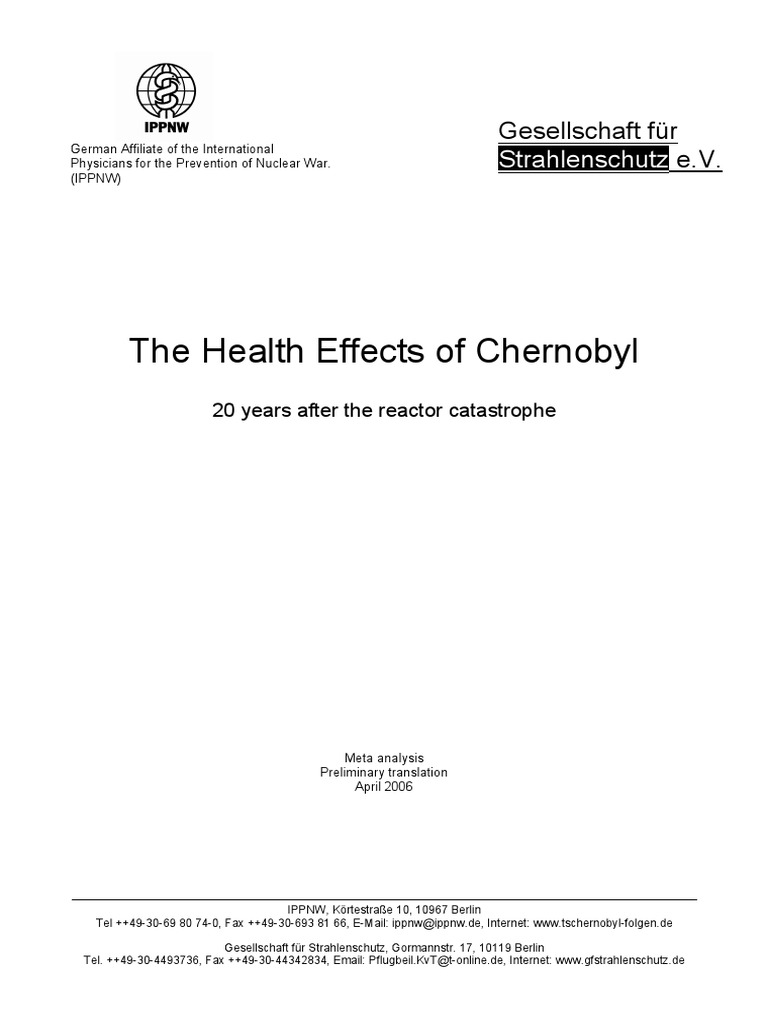 The Health Effects Of Chernobyl Strahlenschutz Pdf Chernobyl