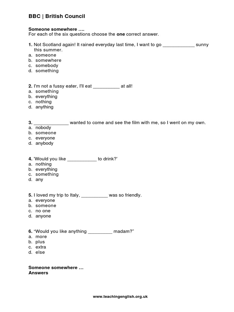 BBC | British Council Quiz Answers | PDF