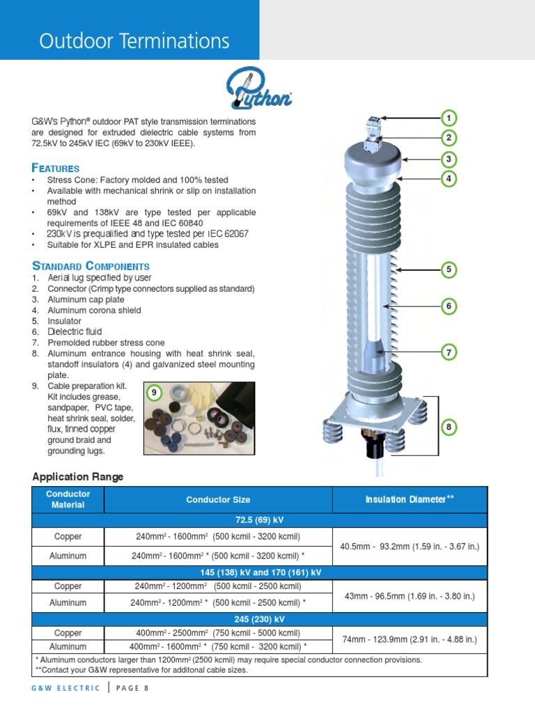 G&W - Outdoor Termination Kit | PDF | Insulator (Electricity ...