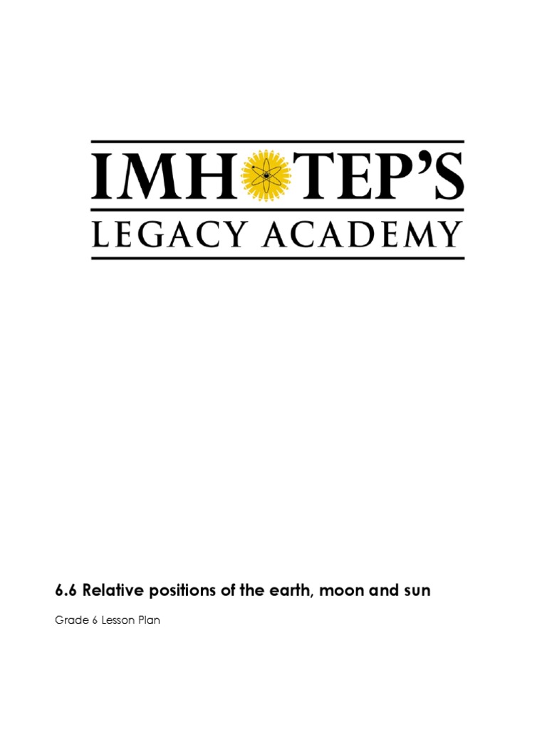 Earth, Moon, Sun: Lesson Plan & Activities | PDF | Moon | Solar System