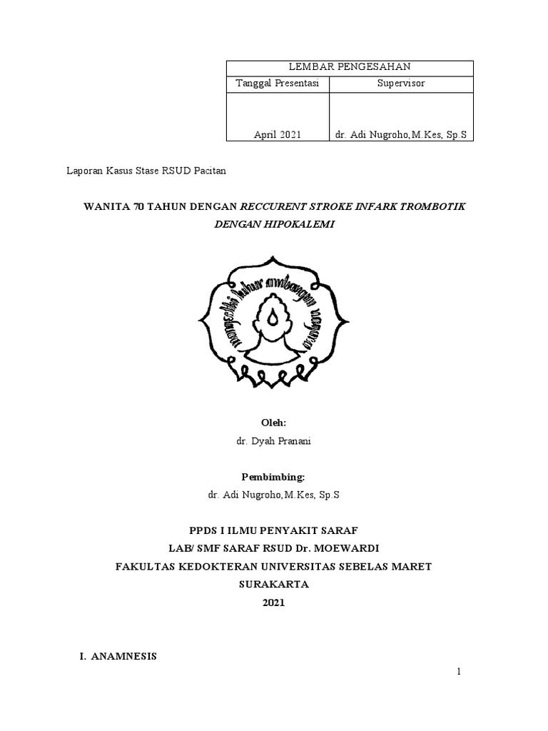 Lapsus Stroke Infark Trombotik | PDF
