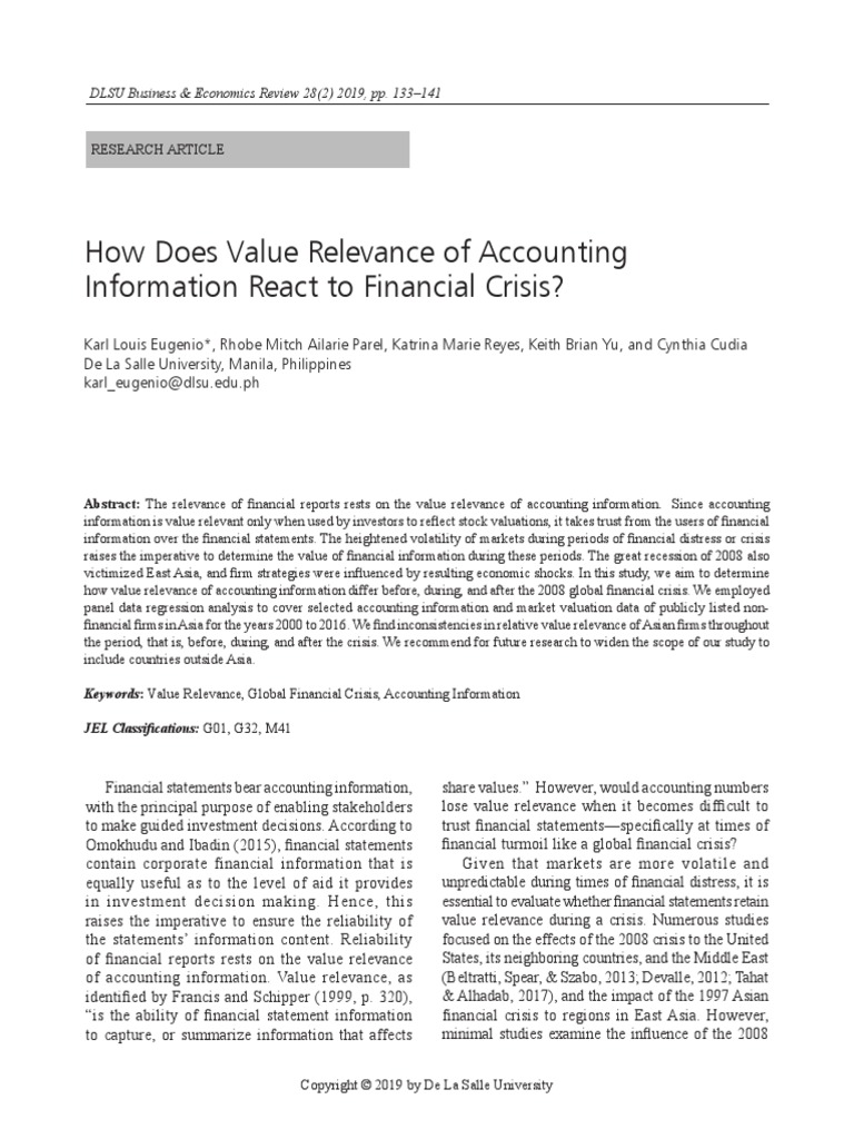 How Does Value Relevance of Accounting Information React To Financial ...