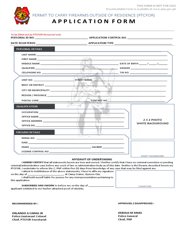 Apply for Firearm Carry Permit Form | PDF | Common Law | Government