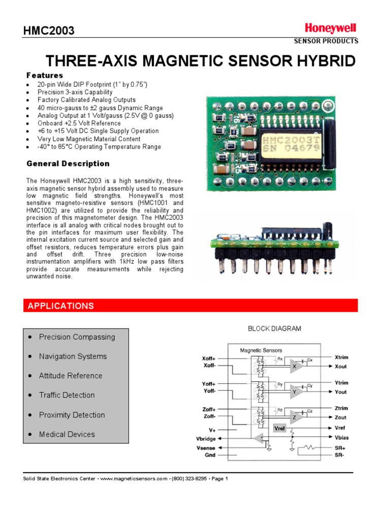 Three-Axis Magnetic Sensor Hybrid: Features | PDF | Magnetometer | Sensor