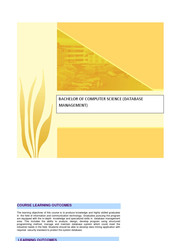 Bachelor Of Computer Science Database Management Pdf Numerical Analysis Eigenvalues And