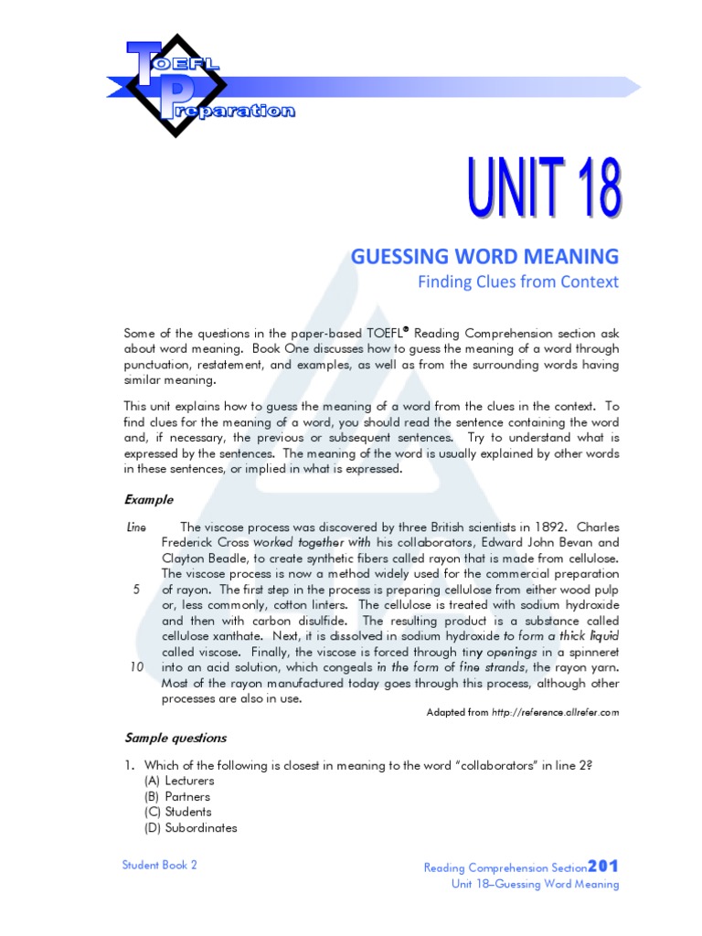 Guessing Word Meaning: Finding Clues From Context | PDF | Rayon | Mania