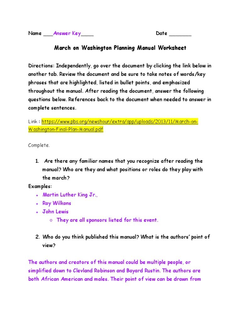 March on Washington Planning Manual | PDF | March On Washington For ...
