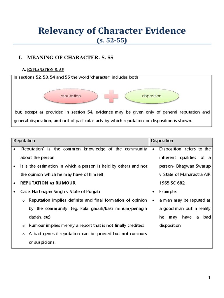 CHARACTER EVIDENCE - SlideShare | PDF | Damages | Evidence (Law)