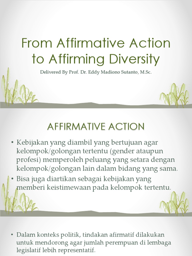 From Affirmative Action To Affirming Diversity | PDF